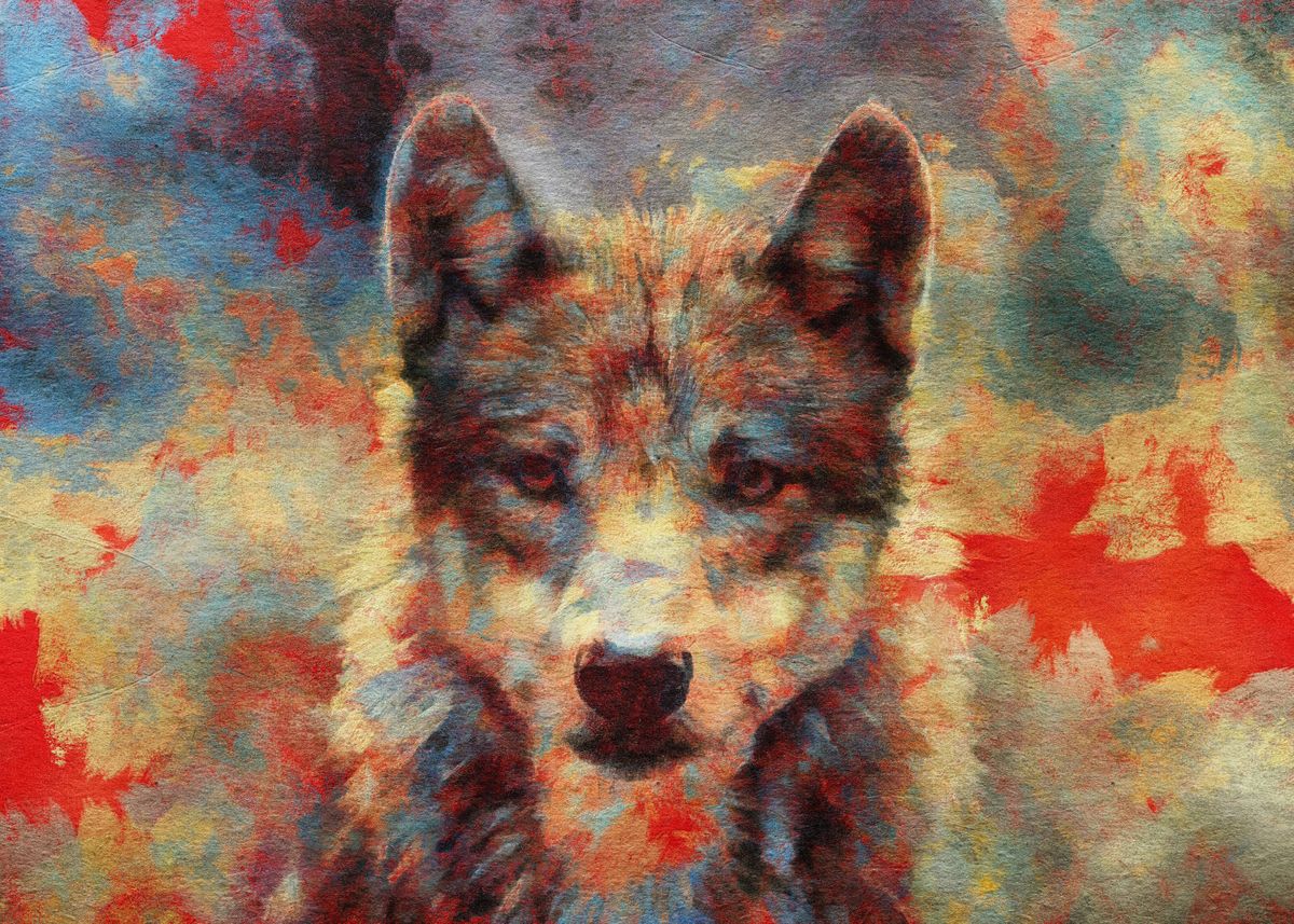 'Red wolf' Poster, picture, metal print, paint by cesare scarselletti ...