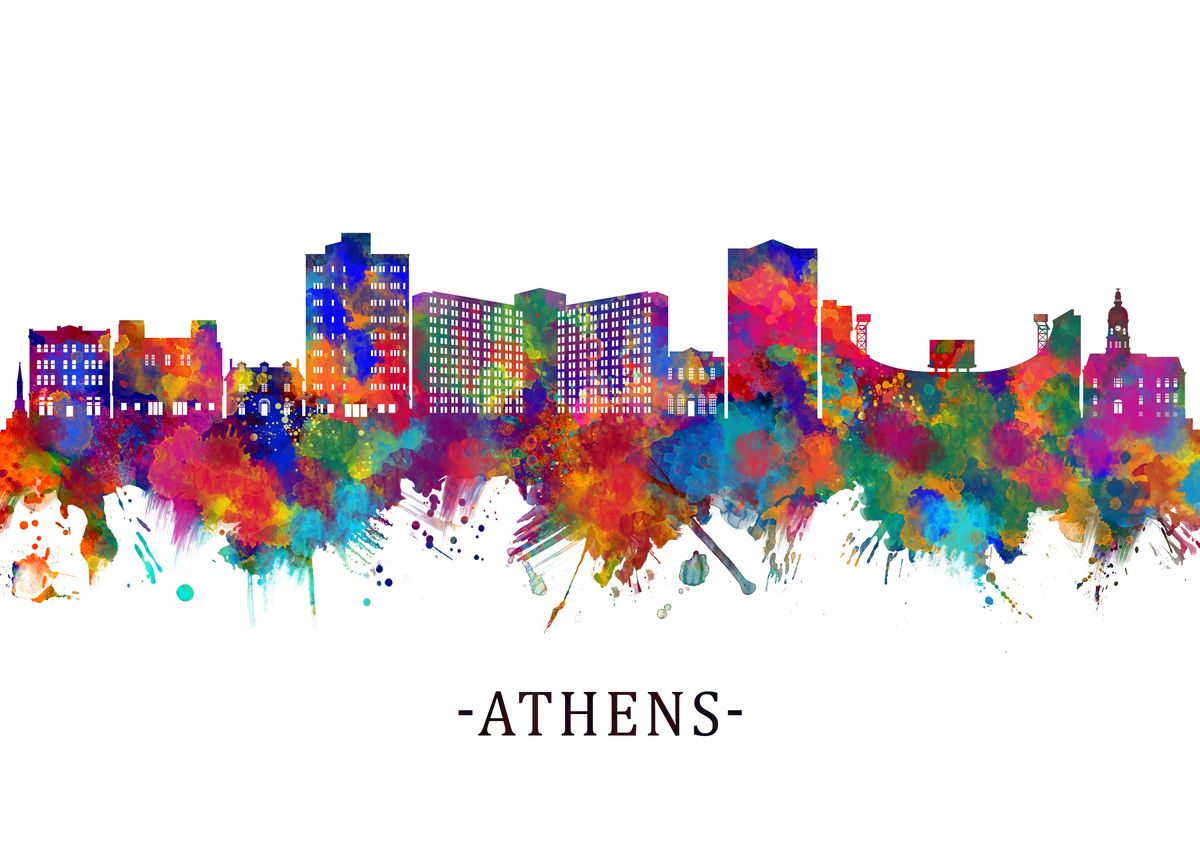 'Athens Georgia Skyline' Poster, picture, metal print, paint by Towseef ...
