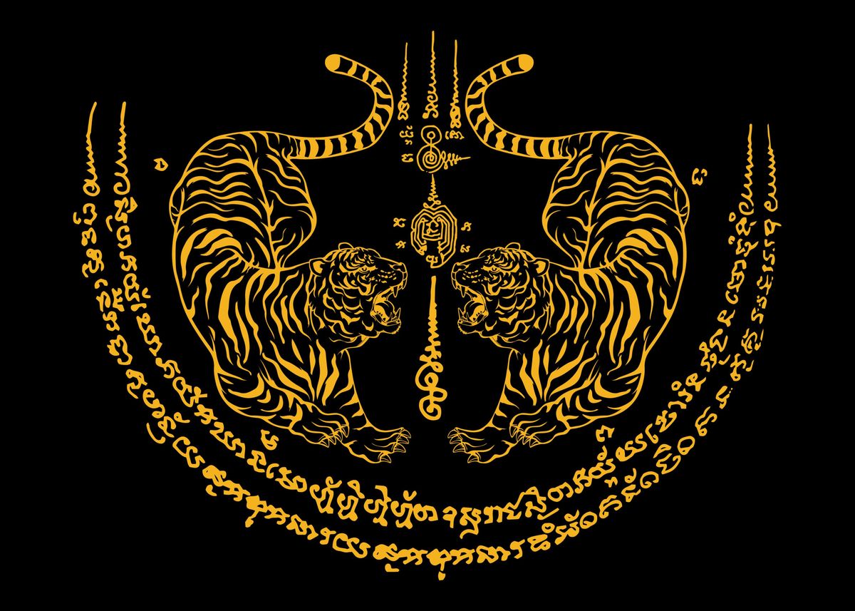 'Tiger Sak Yant Muay Thai' Poster, picture, metal print, paint by ...