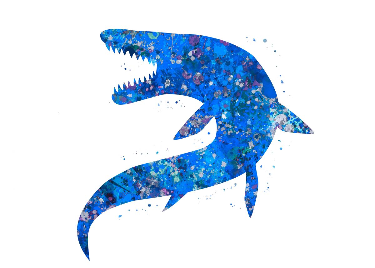 'Mosasaurus Dino Blue Art' Poster, picture, metal print, paint by Yahya ...
