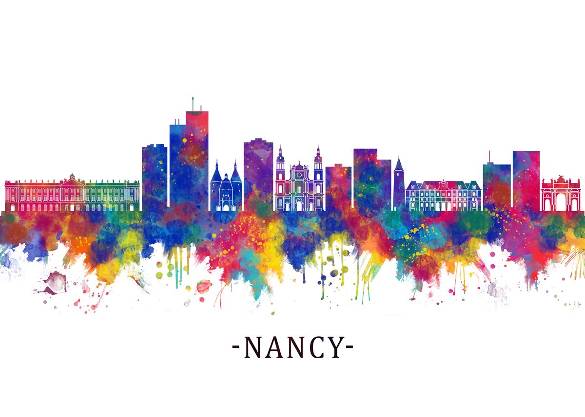'Nancy France Skyline' Poster, picture, metal print, paint by Towseef ...