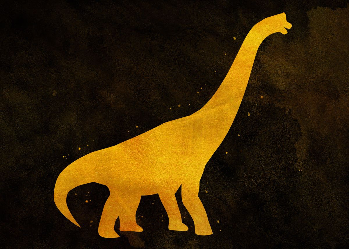 'Brontosaurus Dinosaur Gold' Poster, picture, metal print, paint by ...