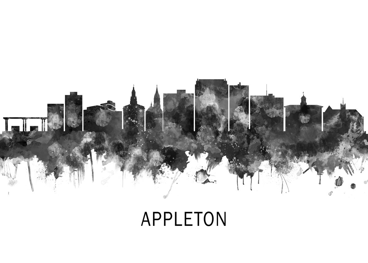 'Appleton Wisconsin Skyline' Poster, picture, metal print, paint by ...