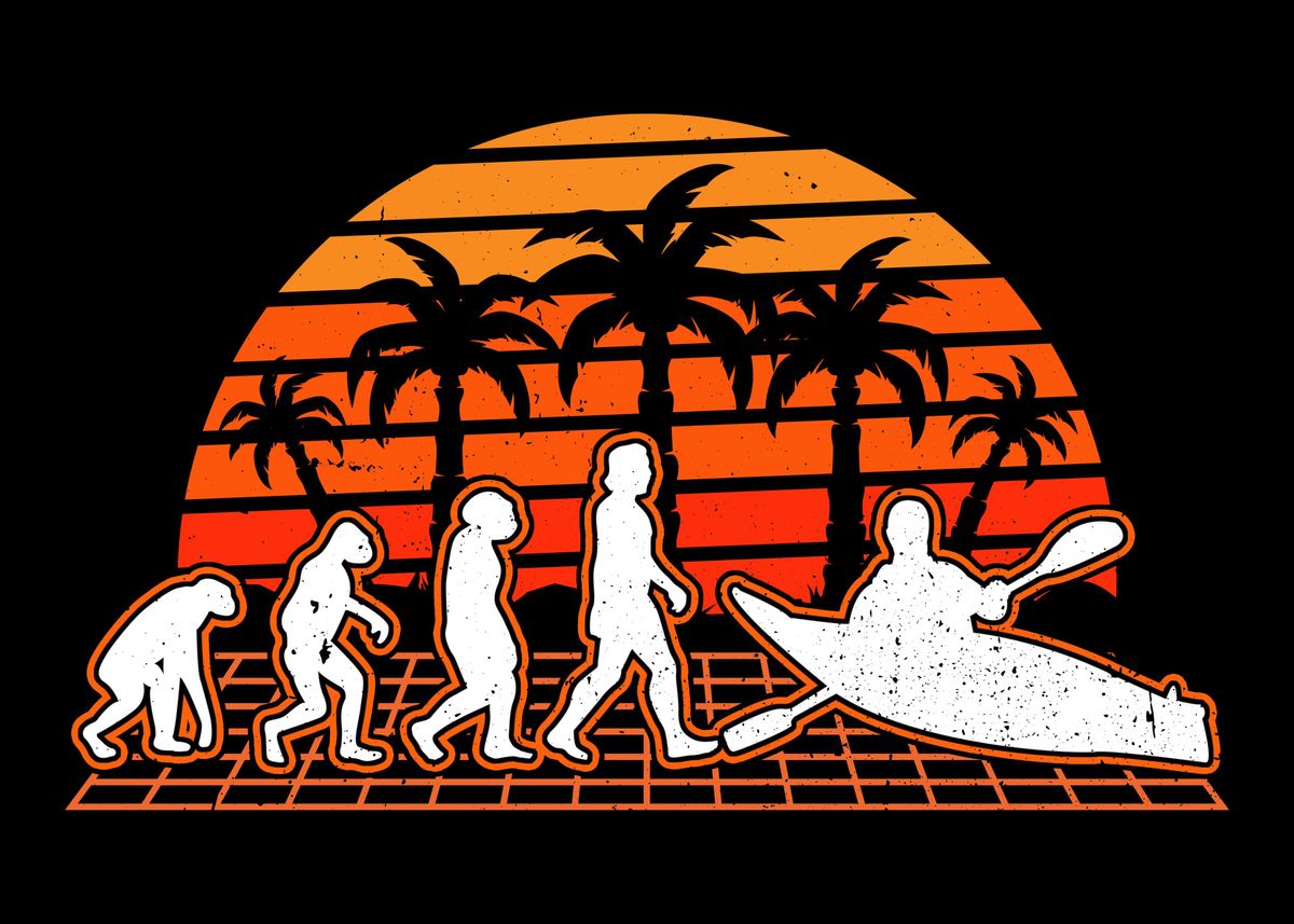 'Kayak Evolution Kayaker' Poster, picture, metal print, paint by ...