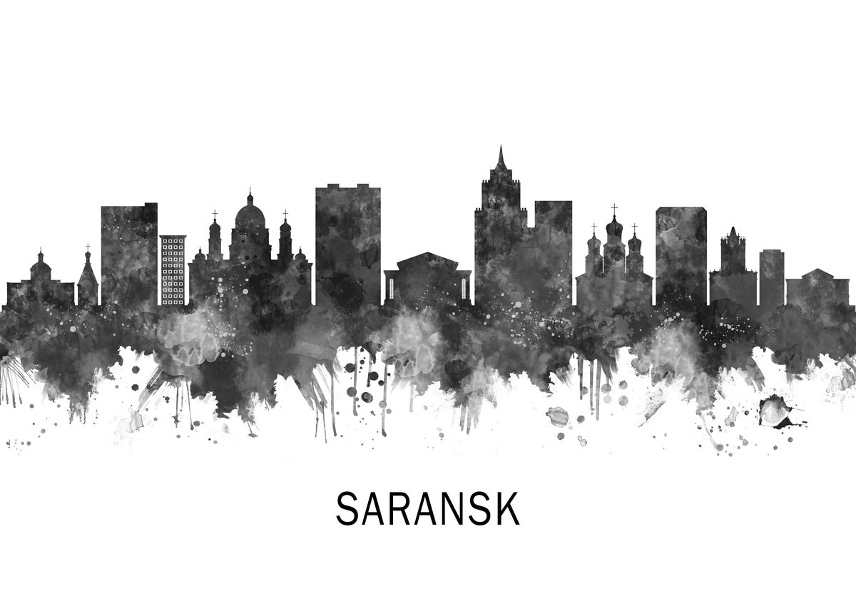 'Saransk Russia Skyline BW' Poster by Towseef Dar | Displate