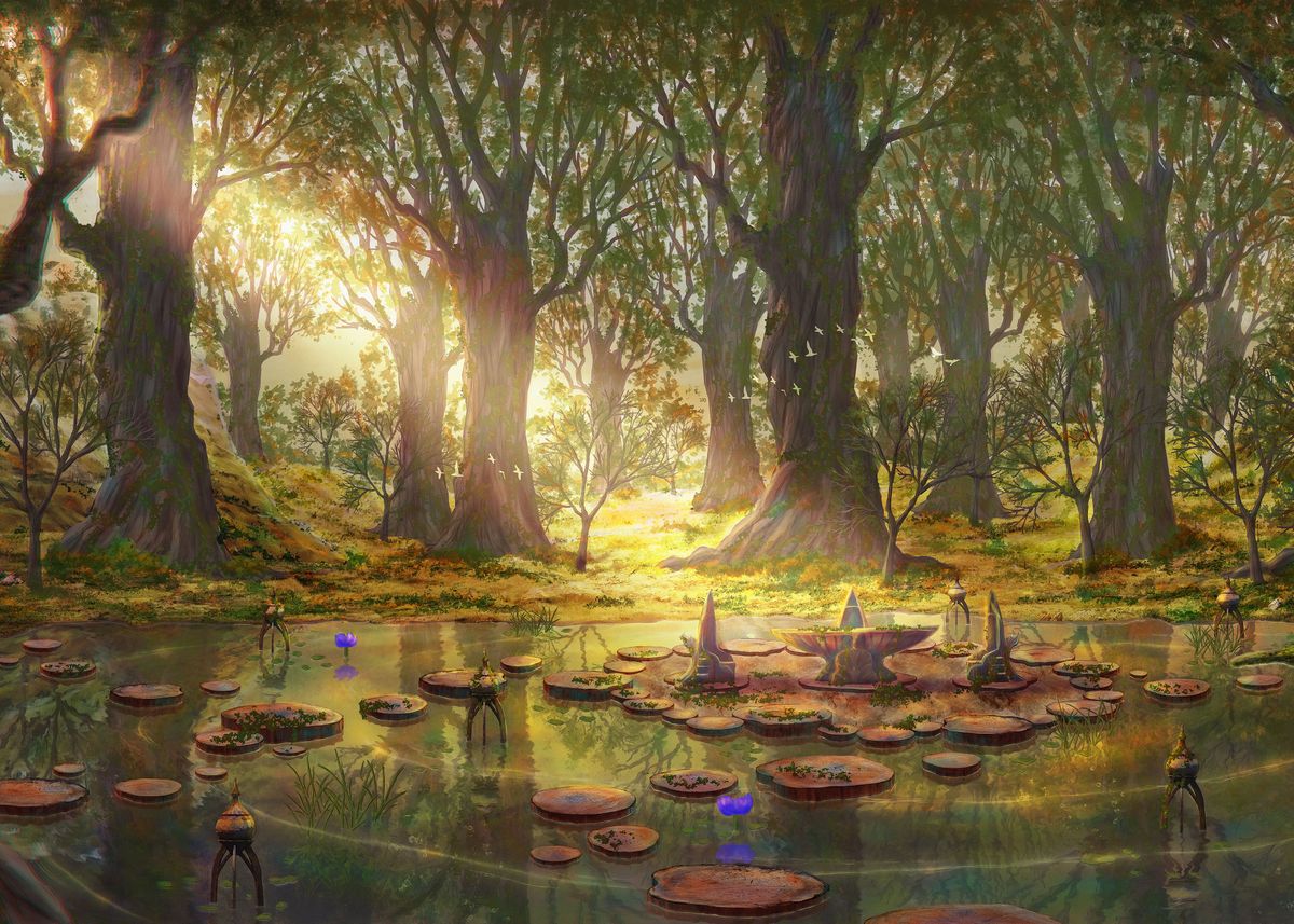 'Gridania Lotus Stand' Poster, picture, metal print, paint by ...