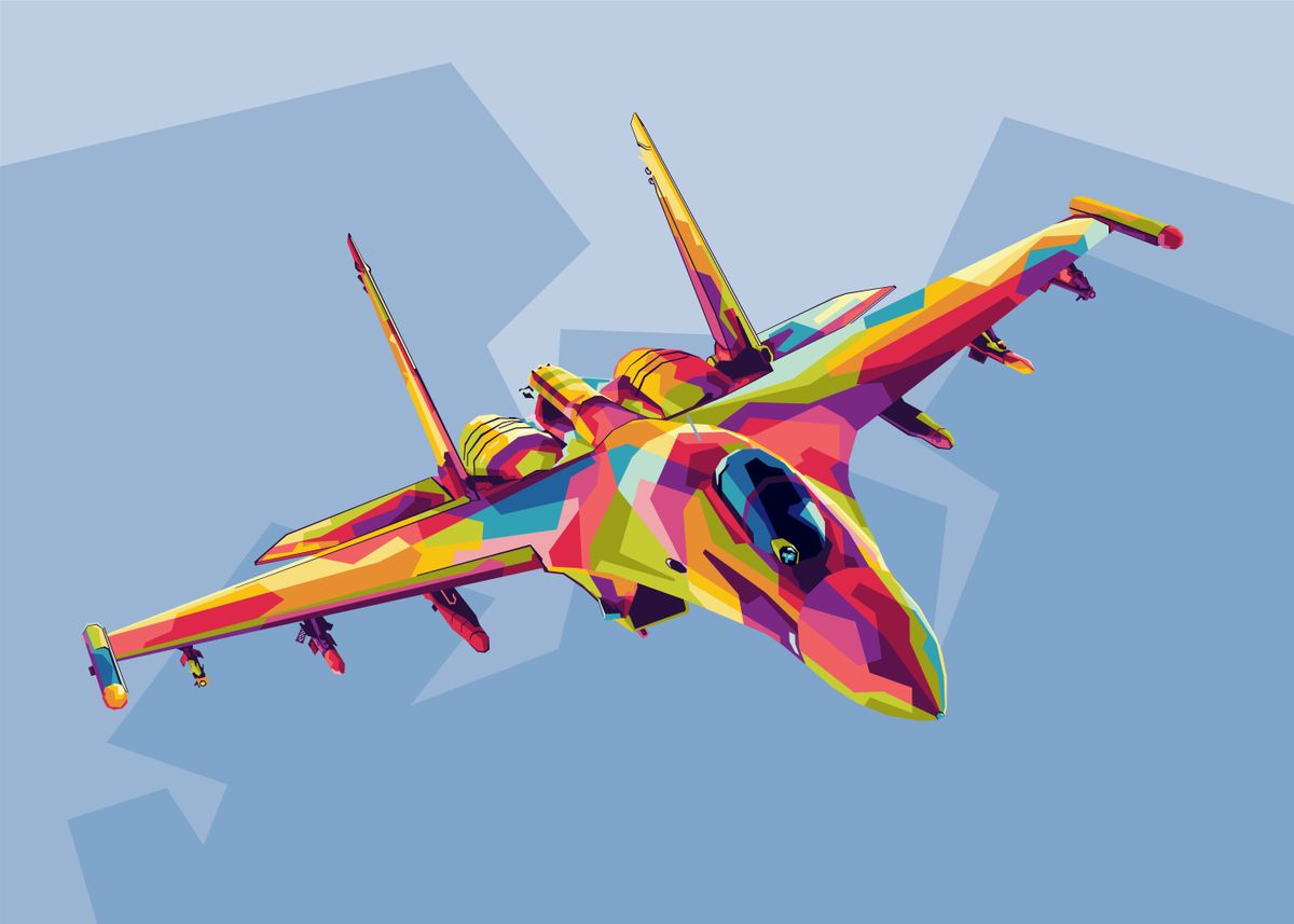 'Air Fighter Sukhoi SU 35' Poster, picture, metal print, paint by Dimas ...