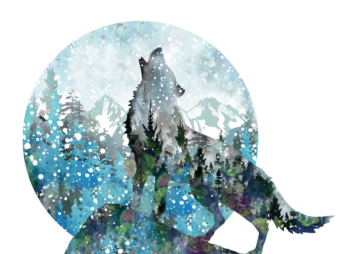 'Howling wolf' Poster, picture, metal print, paint by RosaliasArt ...