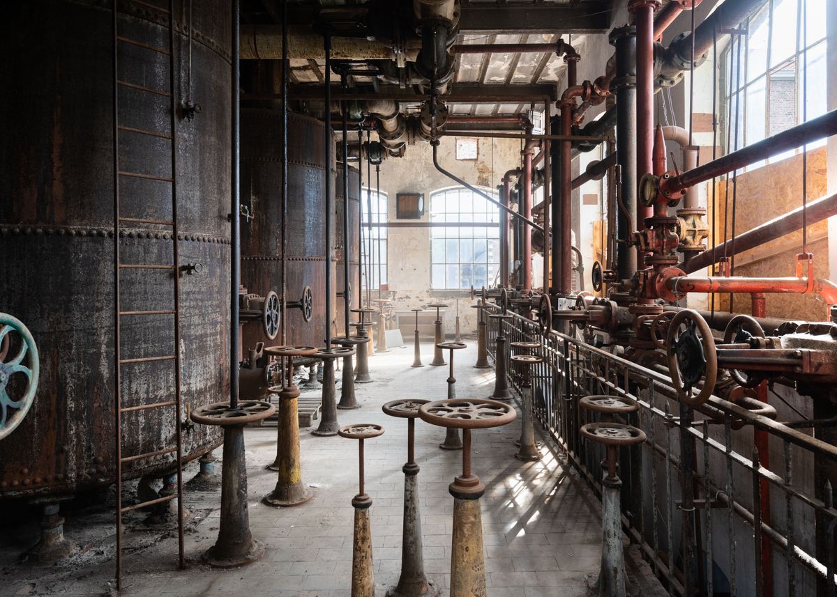 'Factory Wheels' Poster, picture, metal print, paint by Roman Robroek ...