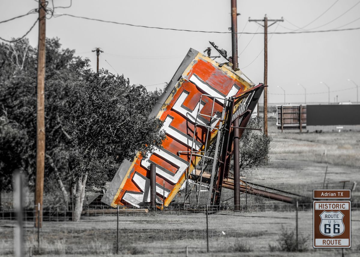 'Broken Motel Sign Route 66' Poster by Enzwell | Displate
