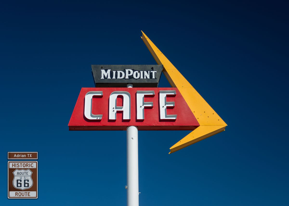 'Midpoint Cafe Route 66' Poster, picture, metal print, paint by Enzwell ...