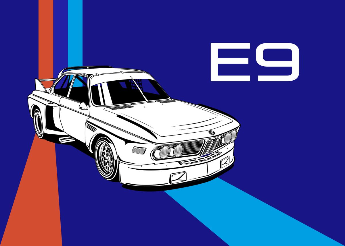 'E9 Bimmer' Poster, picture, metal print, paint by Masje Studio | Displate