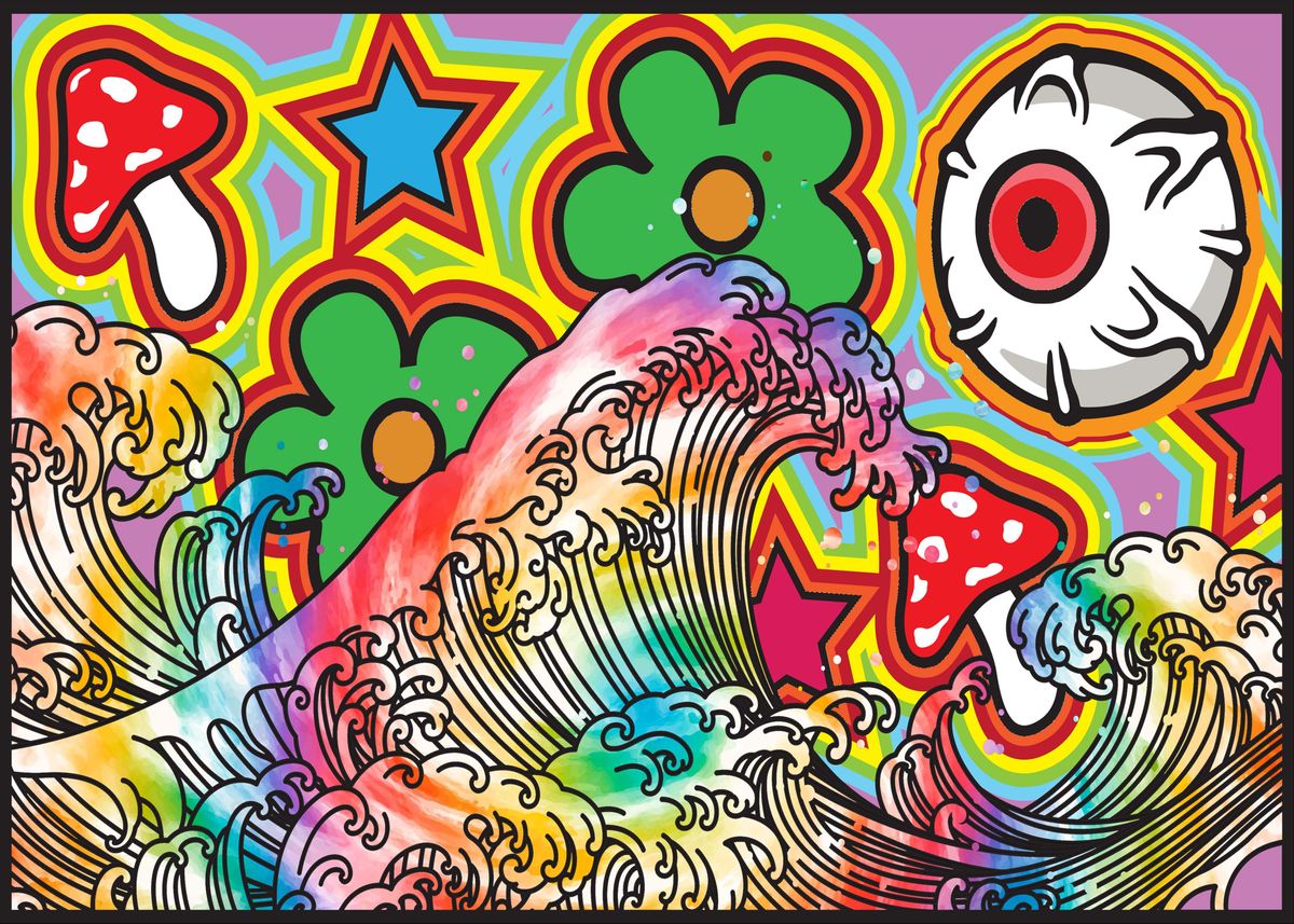 'Kidcore Kanagawa Wave' Poster, picture, metal print, paint by ...