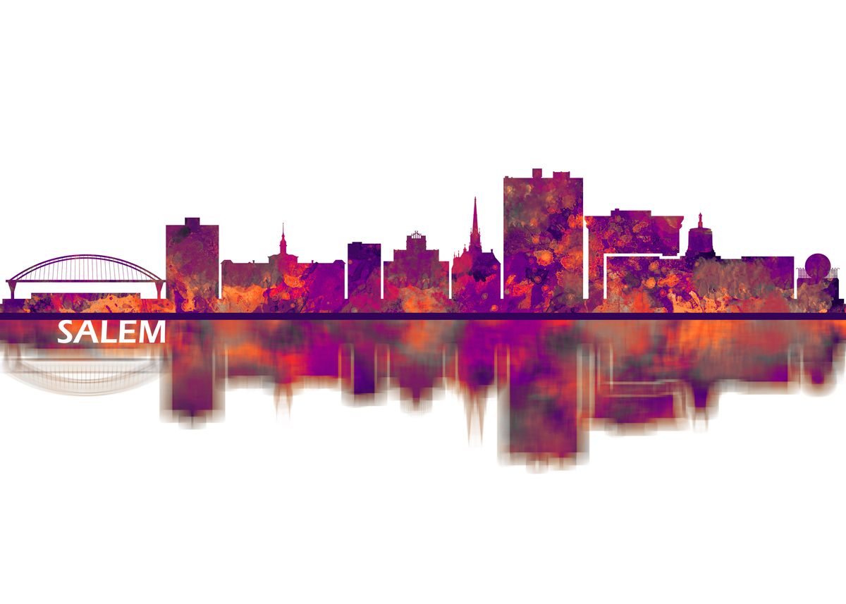 'Salem Oregon Skyline' Poster, picture, metal print, paint by Towseef ...