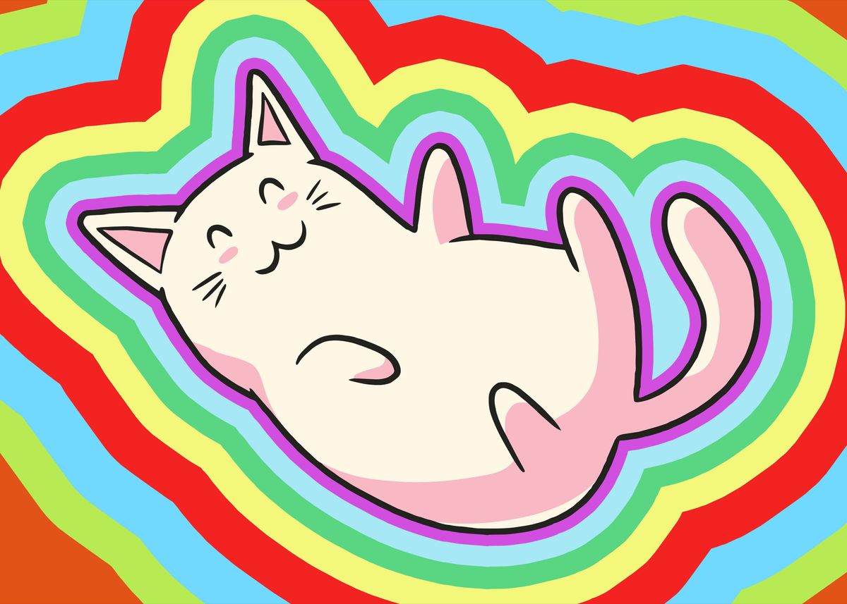 'Kidcore Cat 80s 90s Retro' Poster, picture, metal print, paint by ...