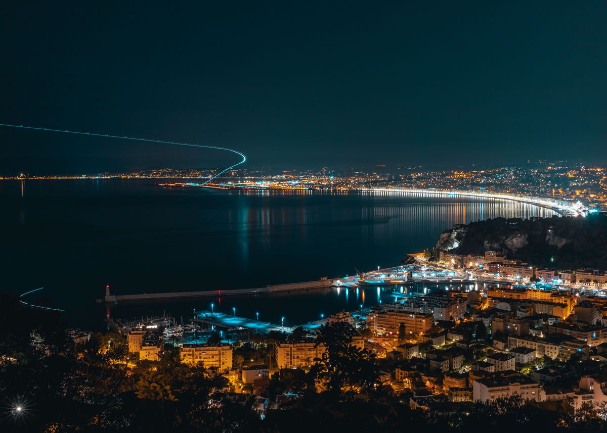 'Nice by night' Poster, picture, metal print, paint by Yann Droy | Displate