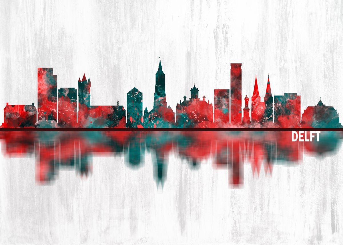 'Delft Netherlands Skyline' Poster by Towseef Dar | Displate