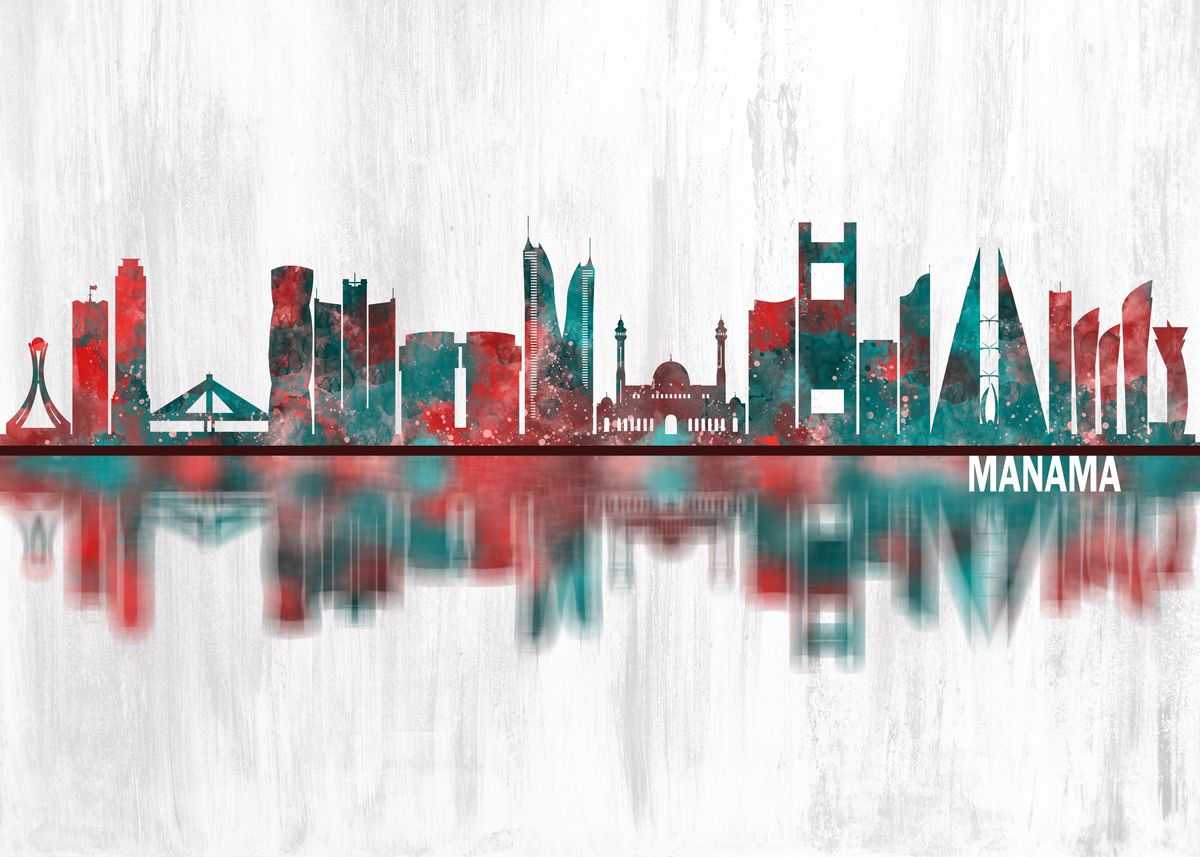 'Manama Bahrain Skyline' Poster by Towseef Dar | Displate