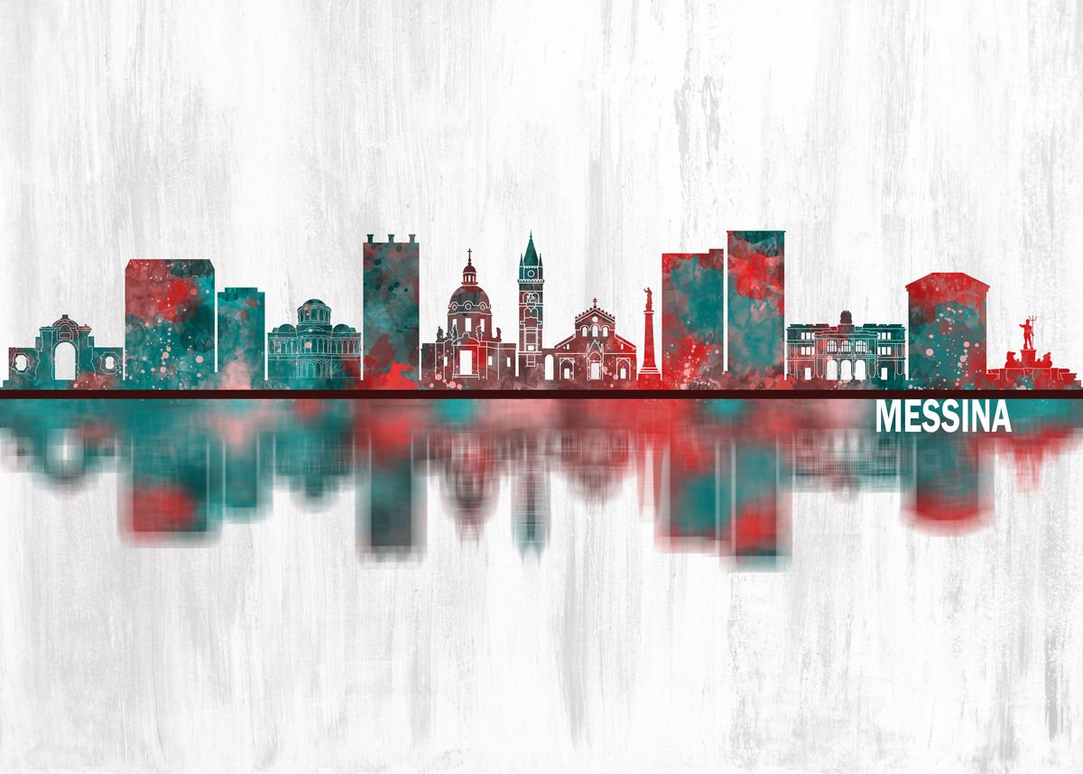 'Messina Italy Skyline' Poster, picture, metal print, paint by Towseef ...