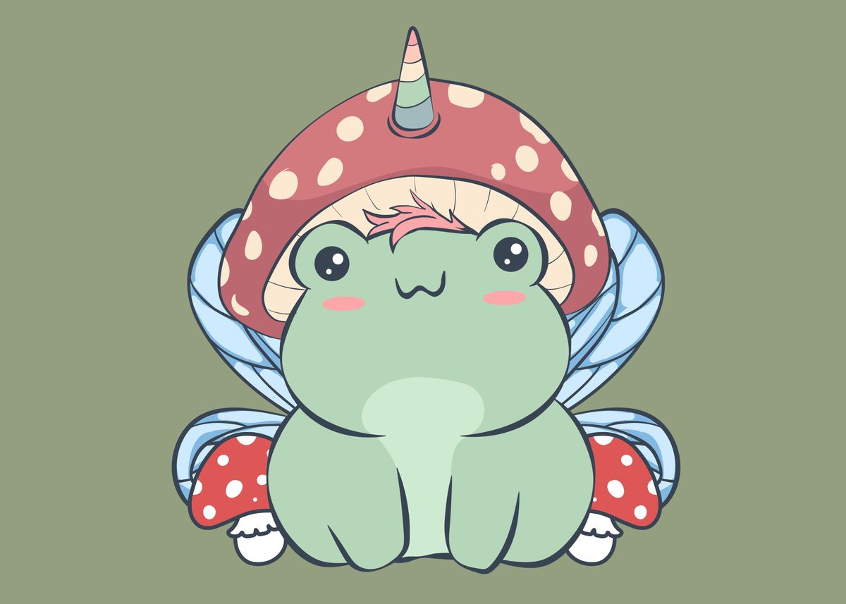 'Cottagecore Fairy Frog' Poster, picture, metal print, paint by ...