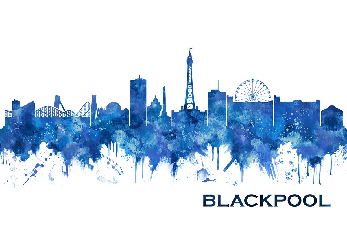 'Blackpool England Skyline' Poster, picture, metal print, paint by ...