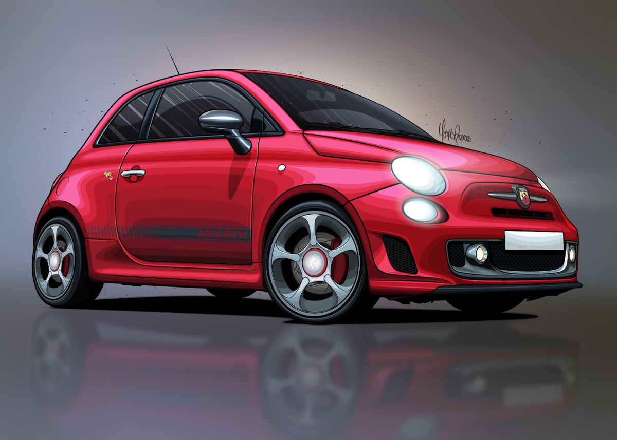 'Abarth 595 Red Artwork' Poster by Mário Ramos Art | Displate