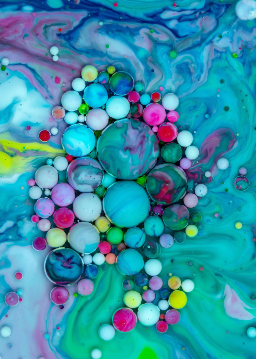 'Ruby Bubbles Art' Poster, picture, metal print, paint by Nikolovi Art ...