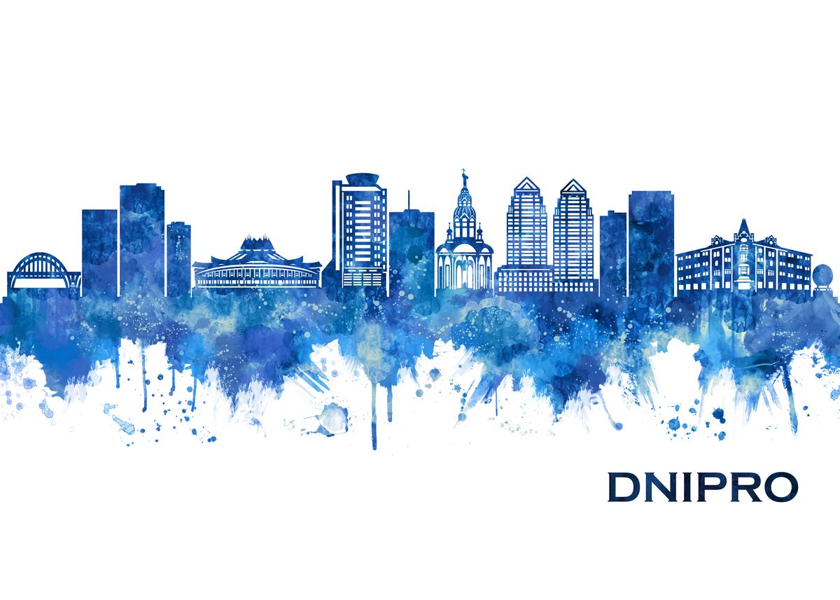 'Dnipro Ukraine Skyline' Poster, picture, metal print, paint by Towseef ...