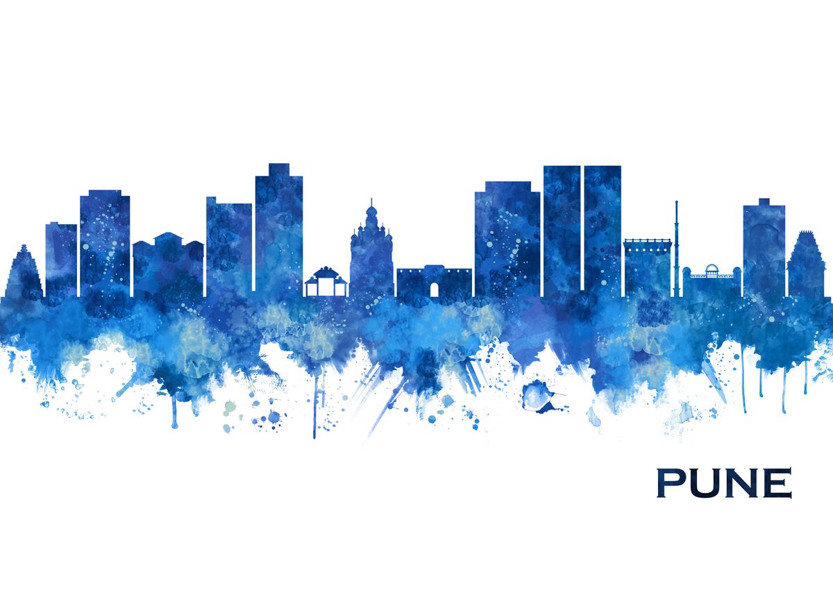 'Pune Maharashtra Skyline' Poster, picture, metal print, paint by ...