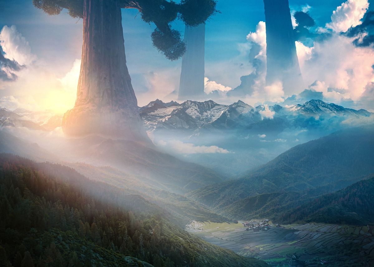 'Ancient Giant Trees' Poster, picture, metal print, paint by Florent ...