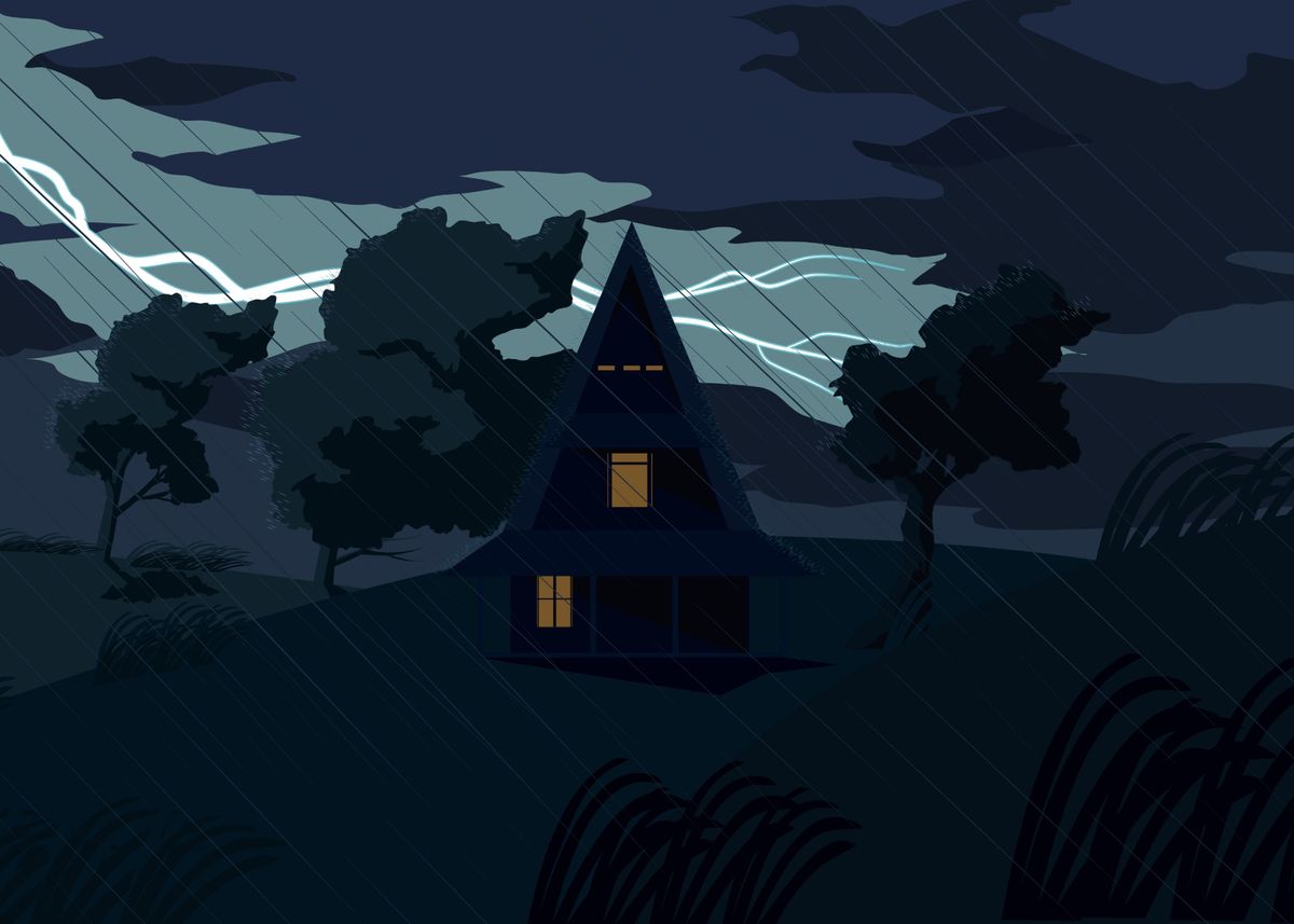 'a rainstorm in a village' Poster, picture, metal print, paint by ...