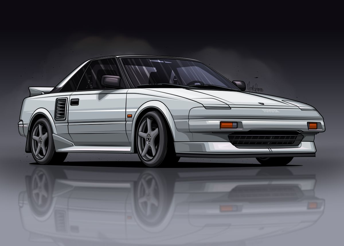 'Toyota MR2 White Artwork' Poster, picture, metal print, paint by Mário ...