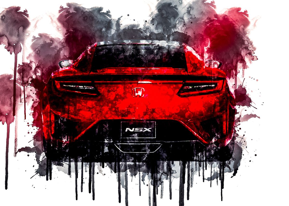 '2017 Honda NSX Rear view' Poster by Victoria Rutledge | Displate