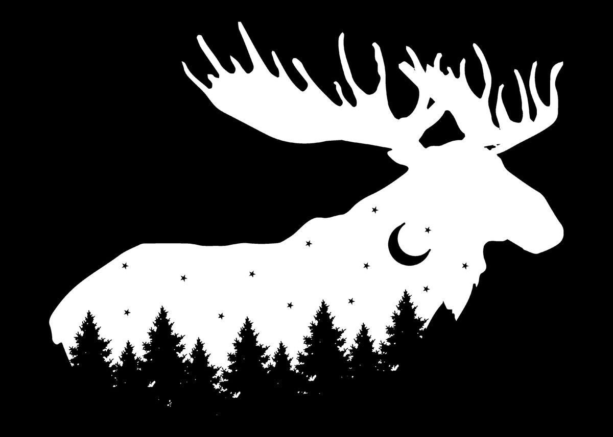 'Trees Moose Nature Person ' Poster by Powdertoastman | Displate