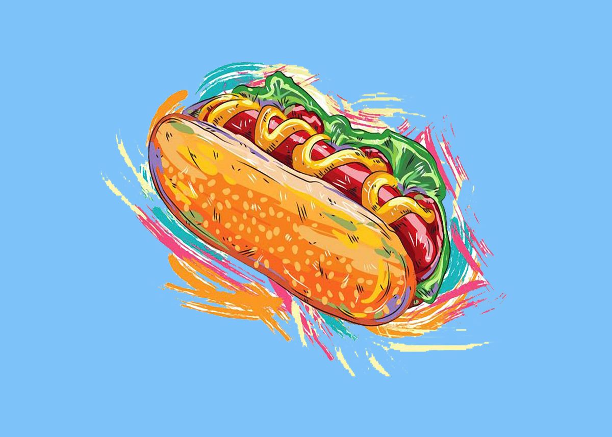 'Hot Dog Illustration' Poster by arkitekta | Displate