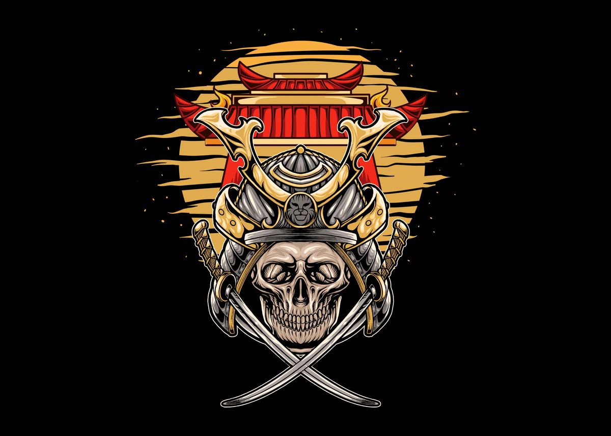 'Samurai Skull Face Poster' Poster, picture, metal print, paint by Ari ...