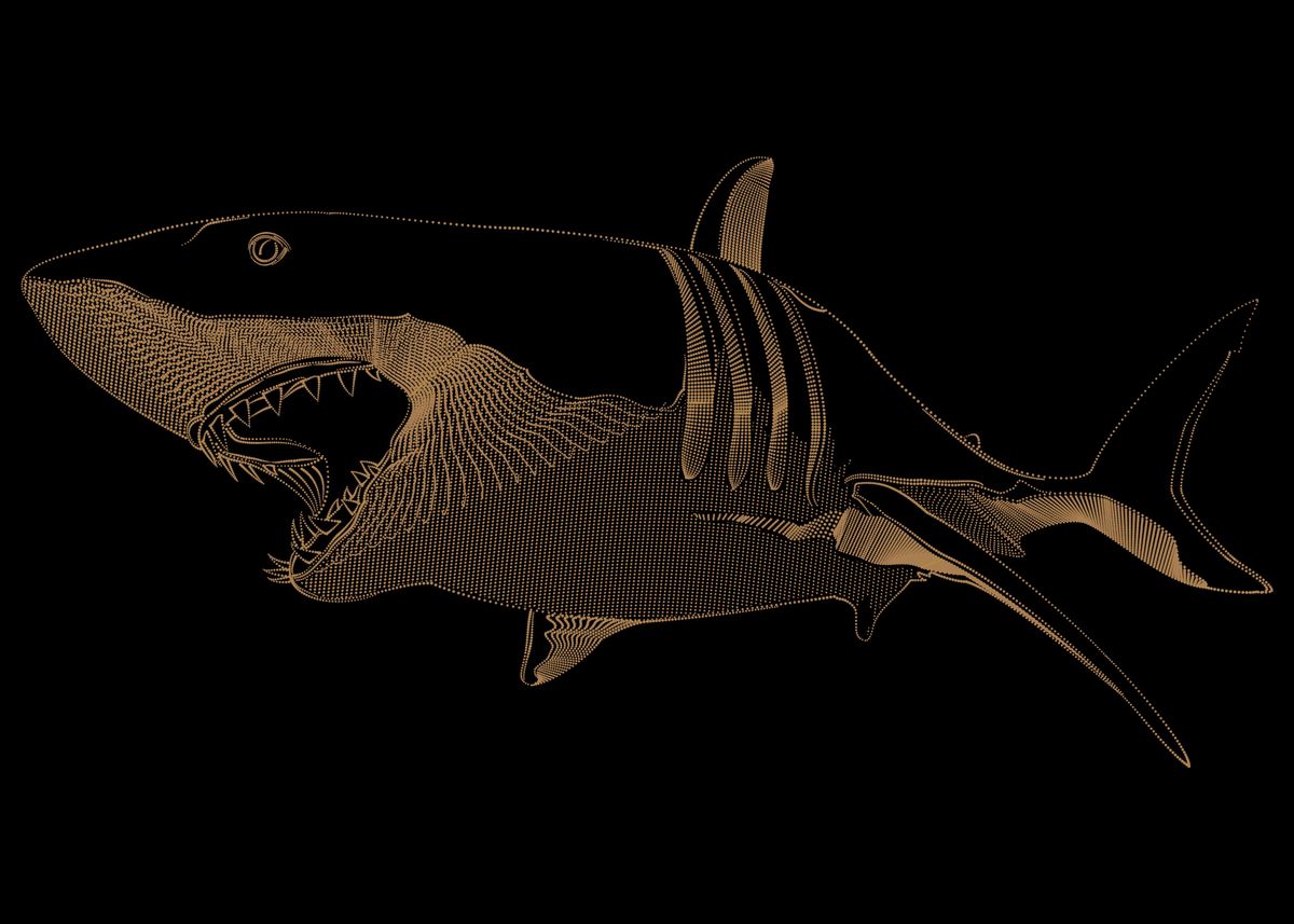 'Golden Shark animal Art' Poster, picture, metal print, paint by Good ...