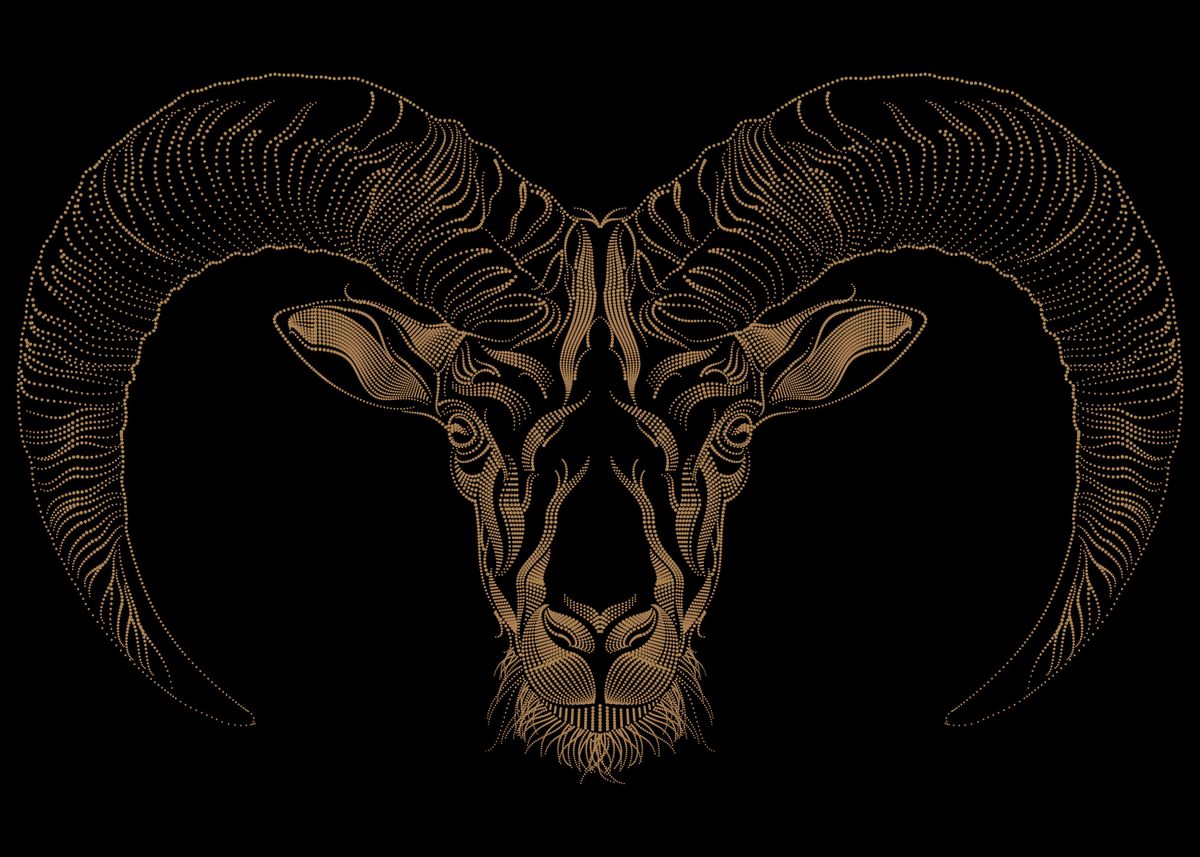 'Golden Goat Animal Art' Poster by Good Vibes | Displate