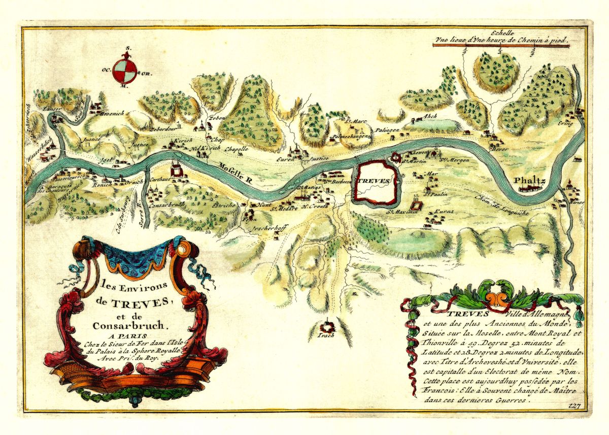 'Trier Germany Map 1692' Poster, picture, metal print, paint by Janice ...