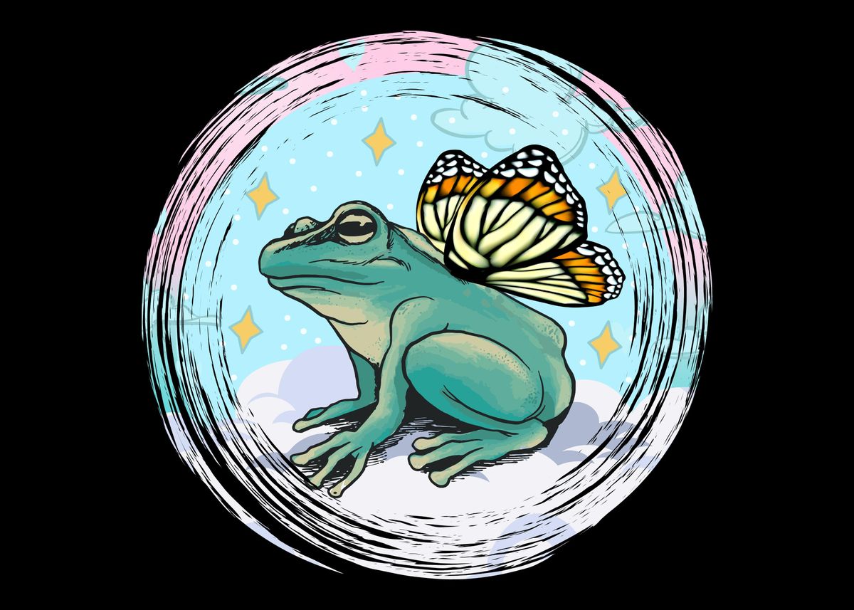 'Frog Fairycore' Poster, picture, metal print, paint by Michael | Displate