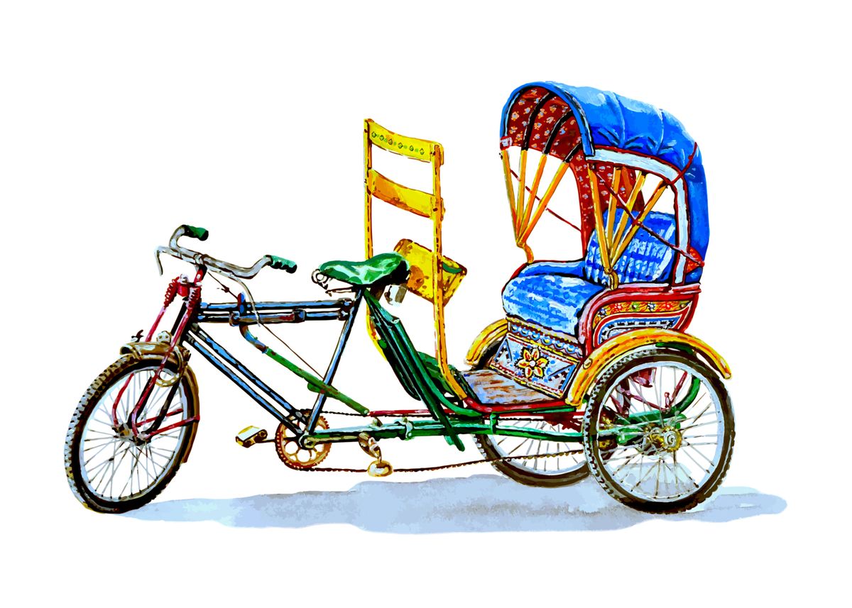 'Rickshaw' Poster, picture, metal print, paint by Jocelyn Grewal | Displate