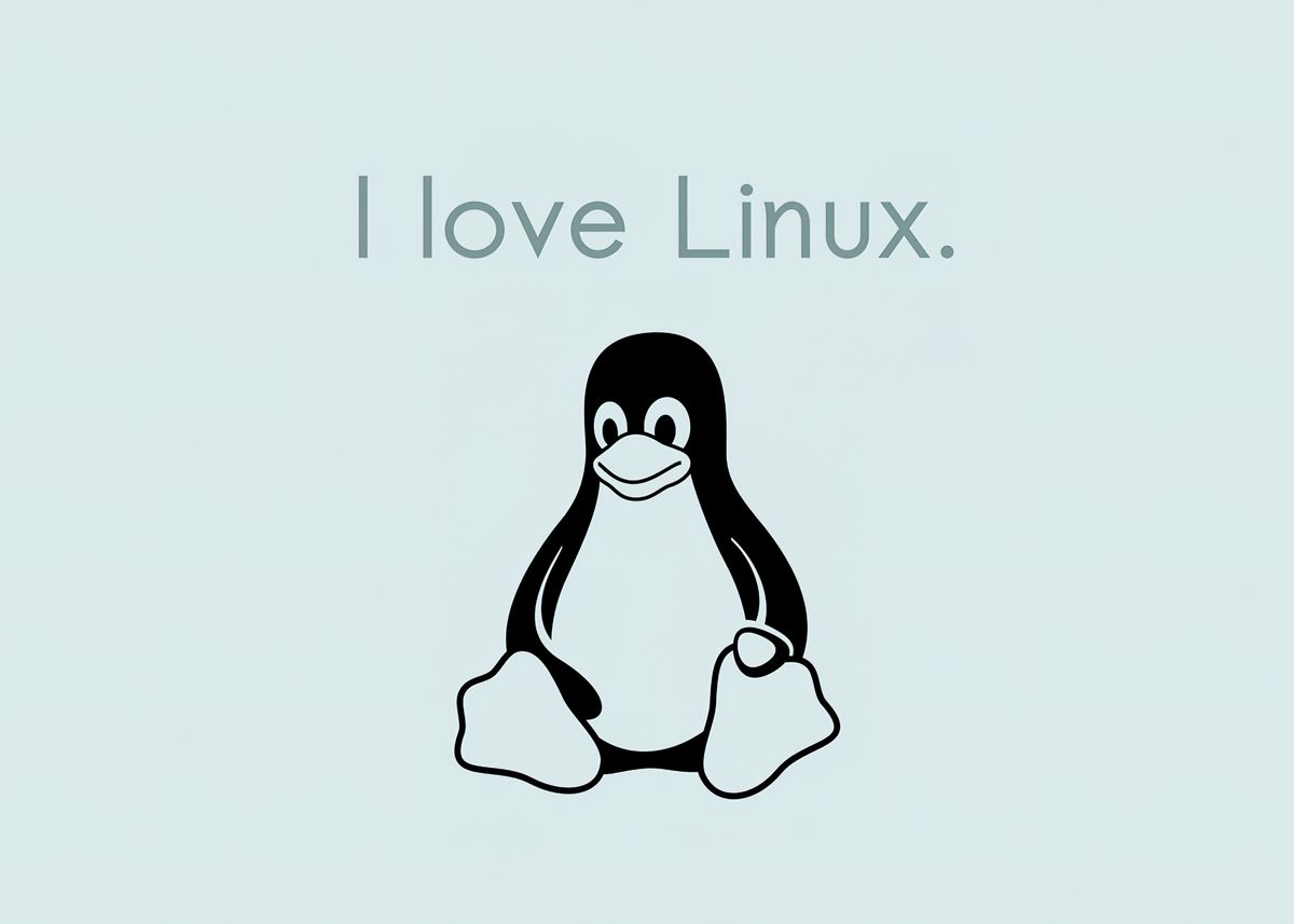'I Love Linux Monochrome' Poster, picture, metal print, paint by Zake ...