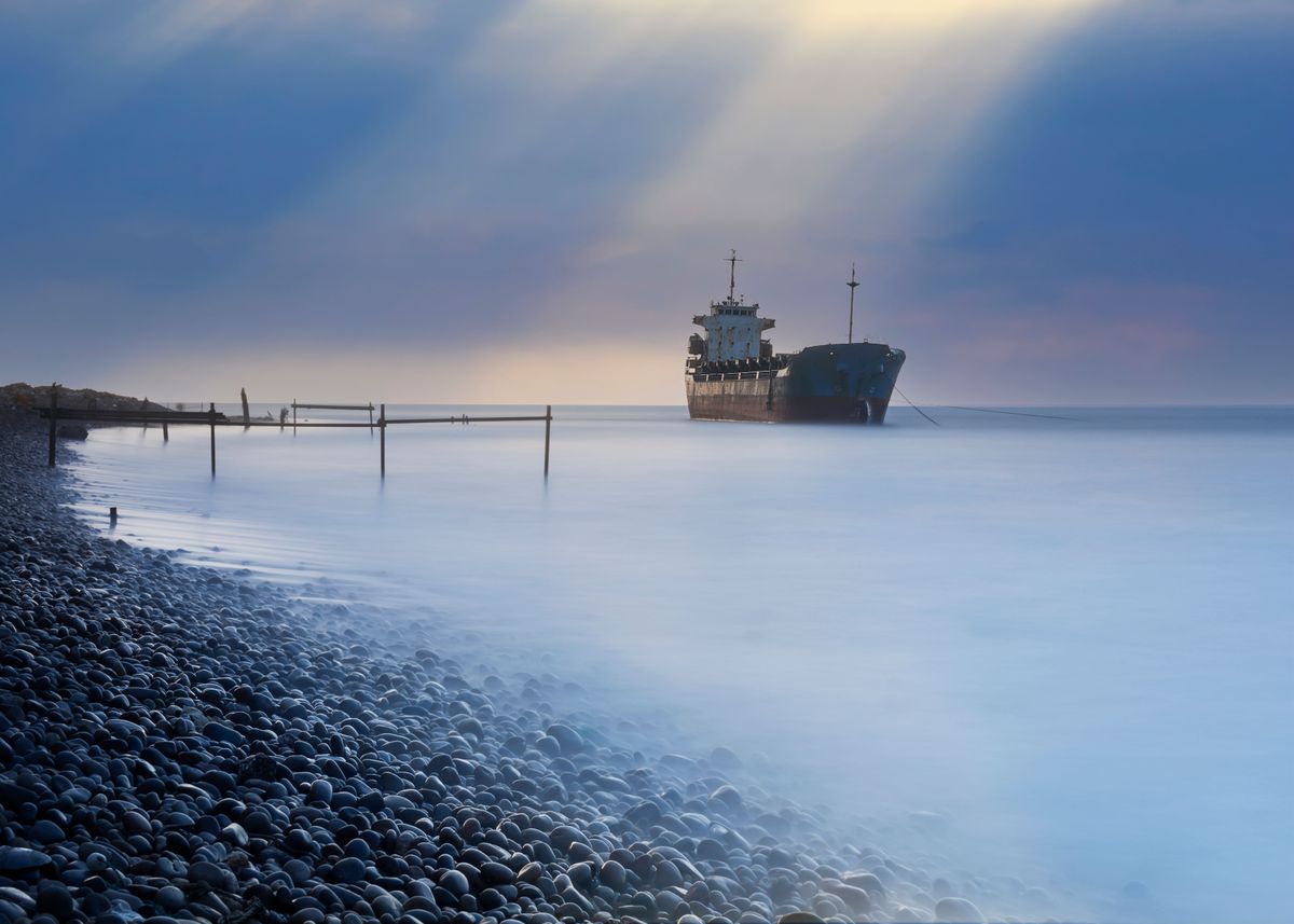 'Slanted light cargo ship' Poster by HanPing Tseng | Displate