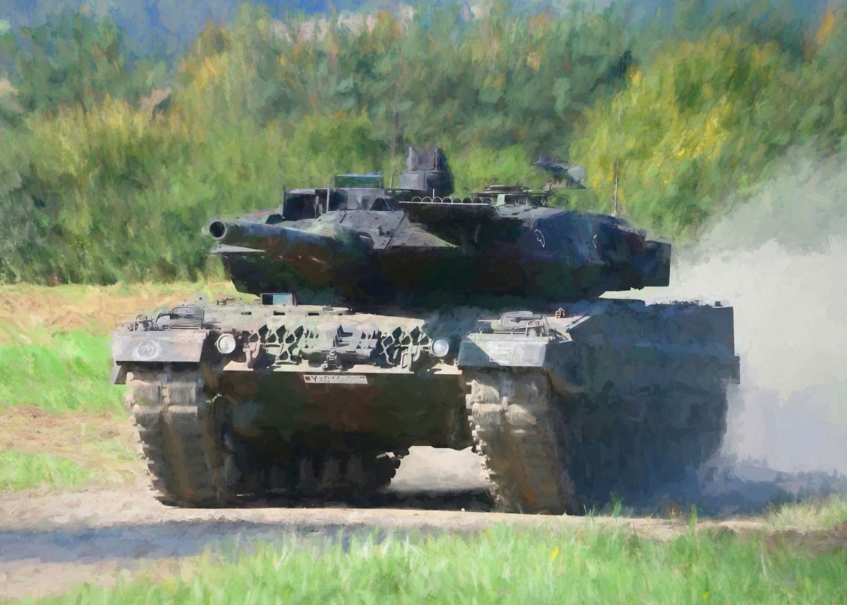 'leopard tank in watercolor' Poster, picture, metal print, paint by ...