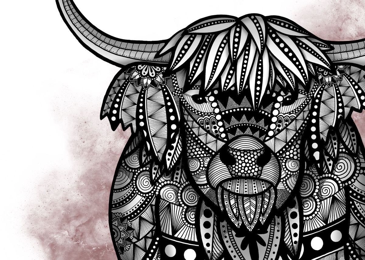 'Zentangle Cattle Cow' Poster by Dina Liamson | Displate