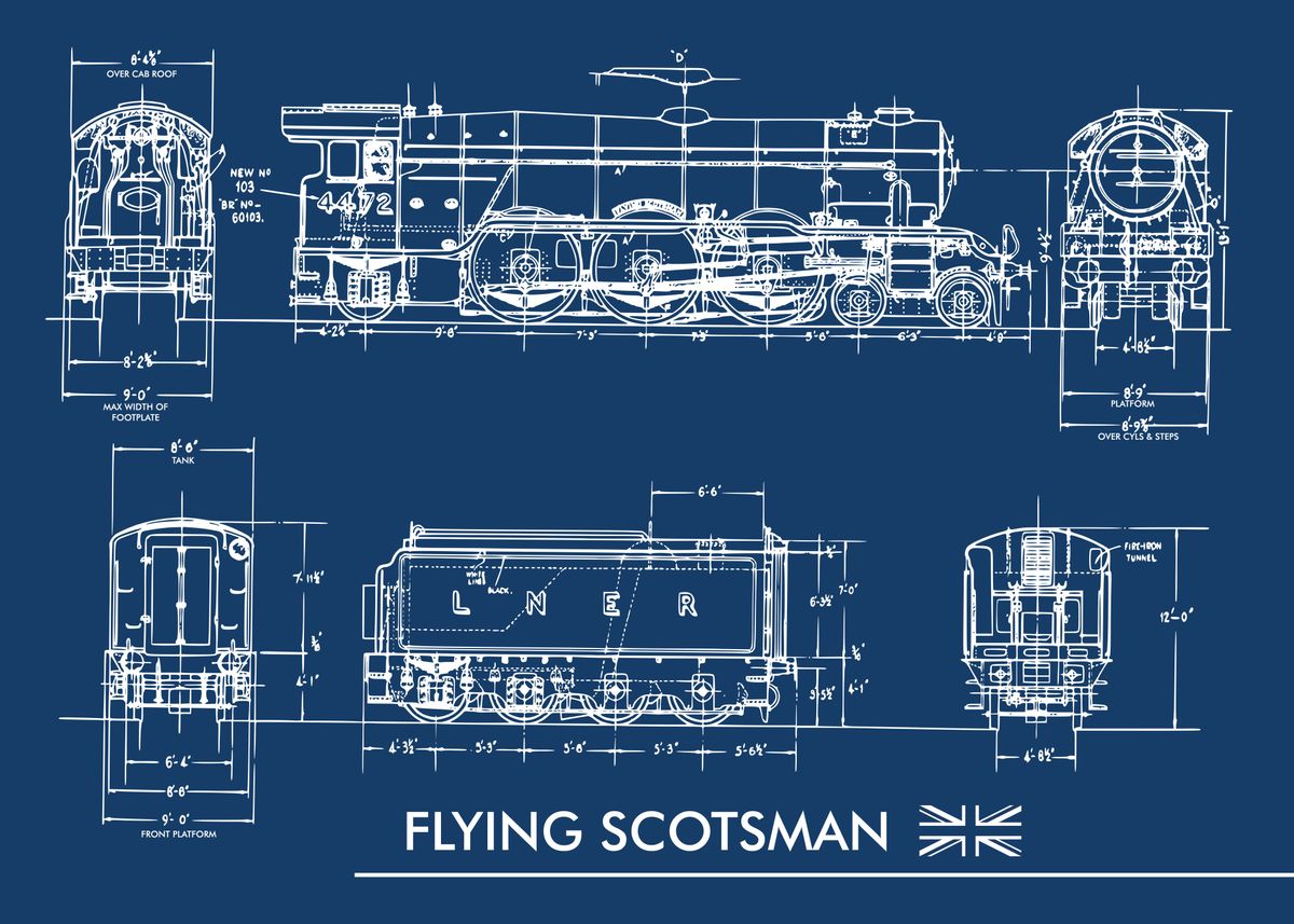 'FLYING SCOTSMAN TRAIN' Poster, picture, metal print, paint by Atomic ...