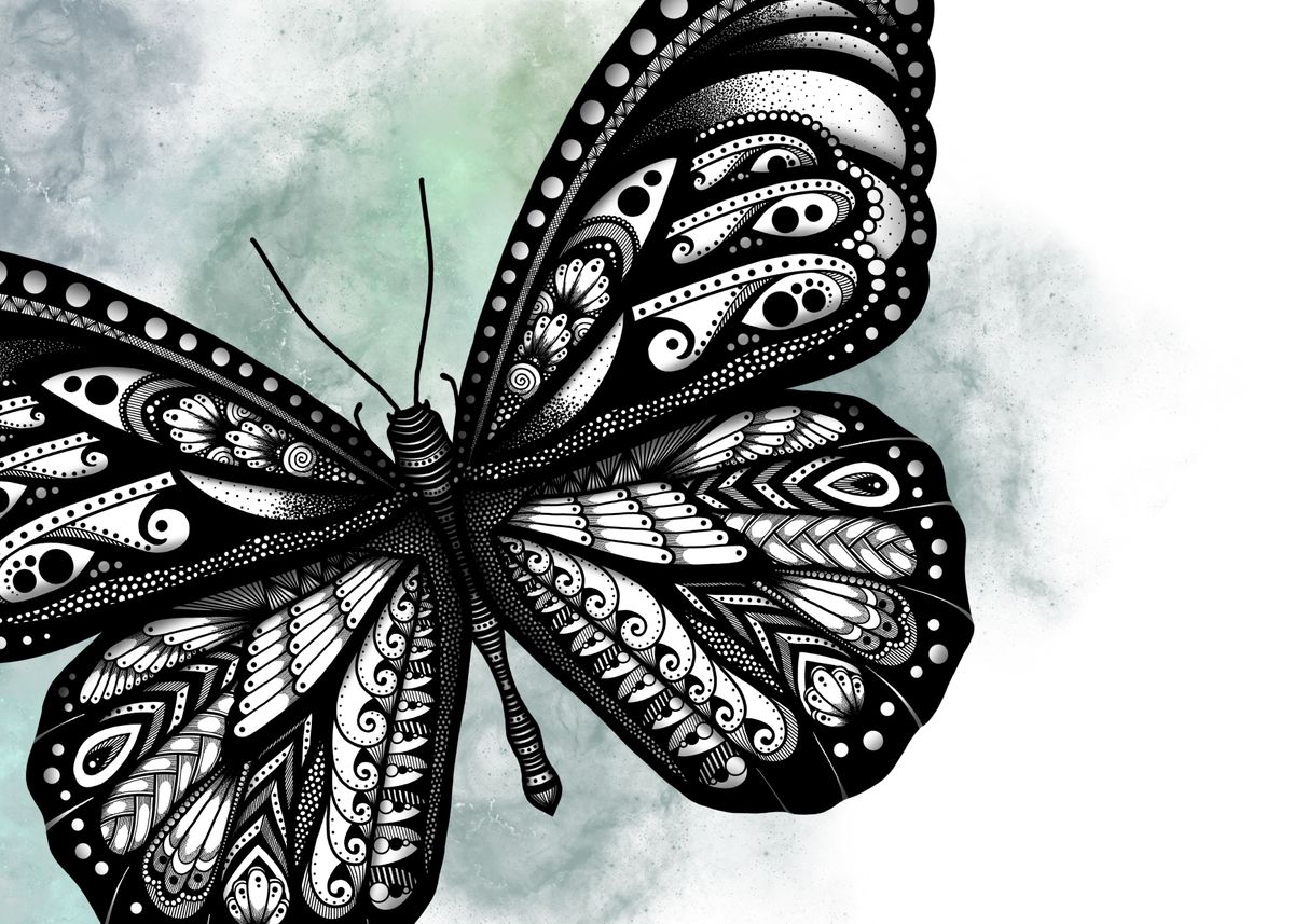 'Zentangle Butterfly' Poster by Dina Liamson | Displate