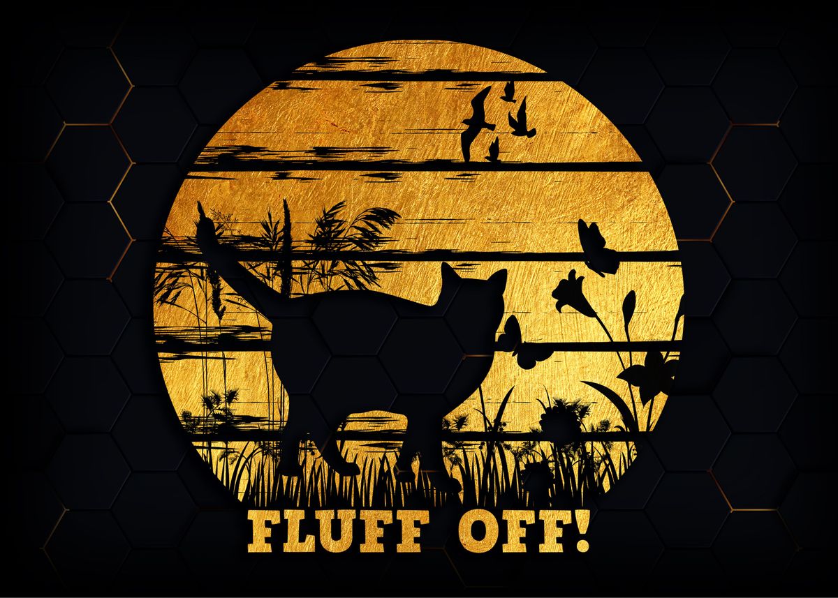 'Fluff off Cat' Poster, picture, metal print, paint by Denis Siggers ...
