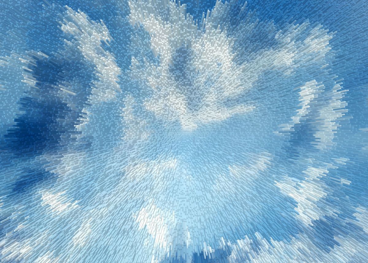 'Blue cloudy sky pixel art' Poster, picture, metal print, paint by Edy ...