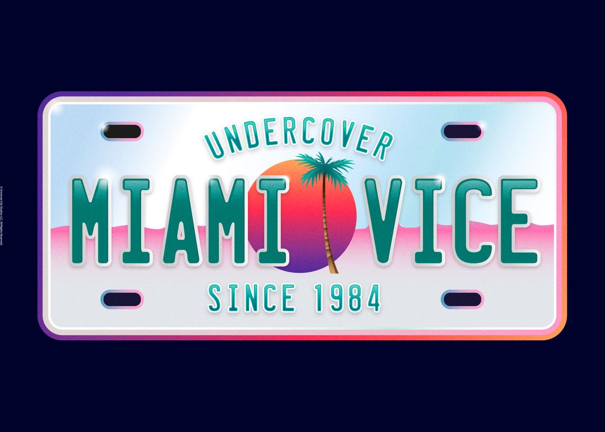 'Miami Vice Car Plate' Poster, picture, metal print, paint by Miami ...